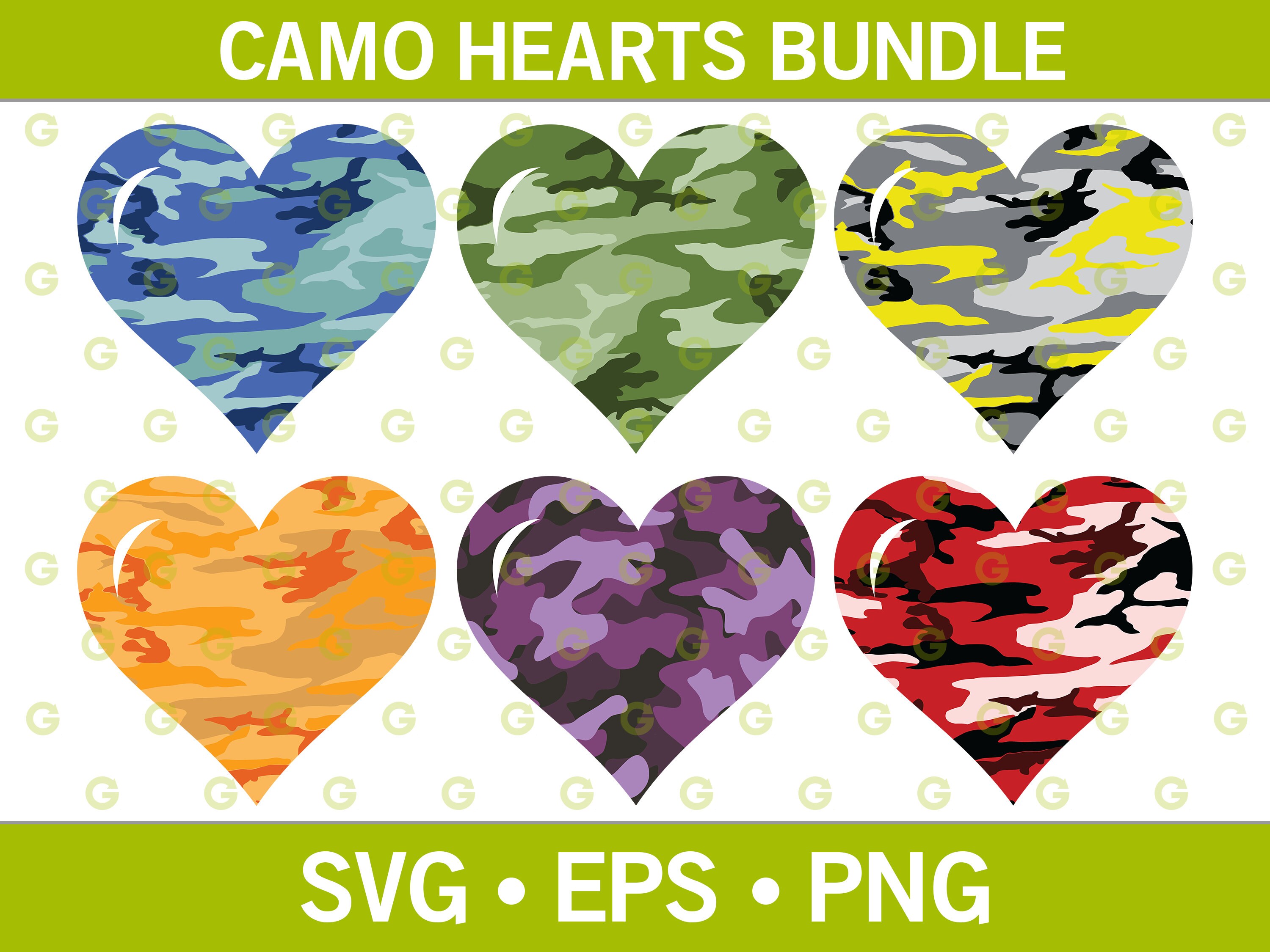 Heart SVG SVG Bundle Love Svg Camouflage SVG Camo Svg - Etsy