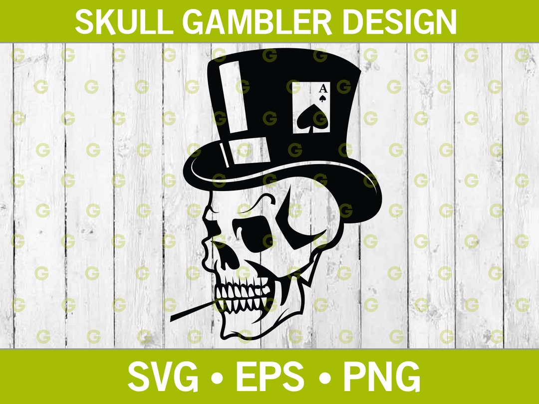 Gambler Skull With Top Hat SVG, Fantasy Skull, Svg, Smoking Top Hat Svg ...