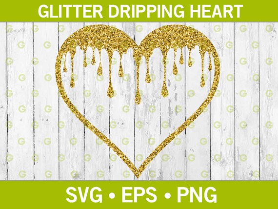 Gold Glitter Dripping Heart SVG Cut File Drip Heart Svg Love | Etsy