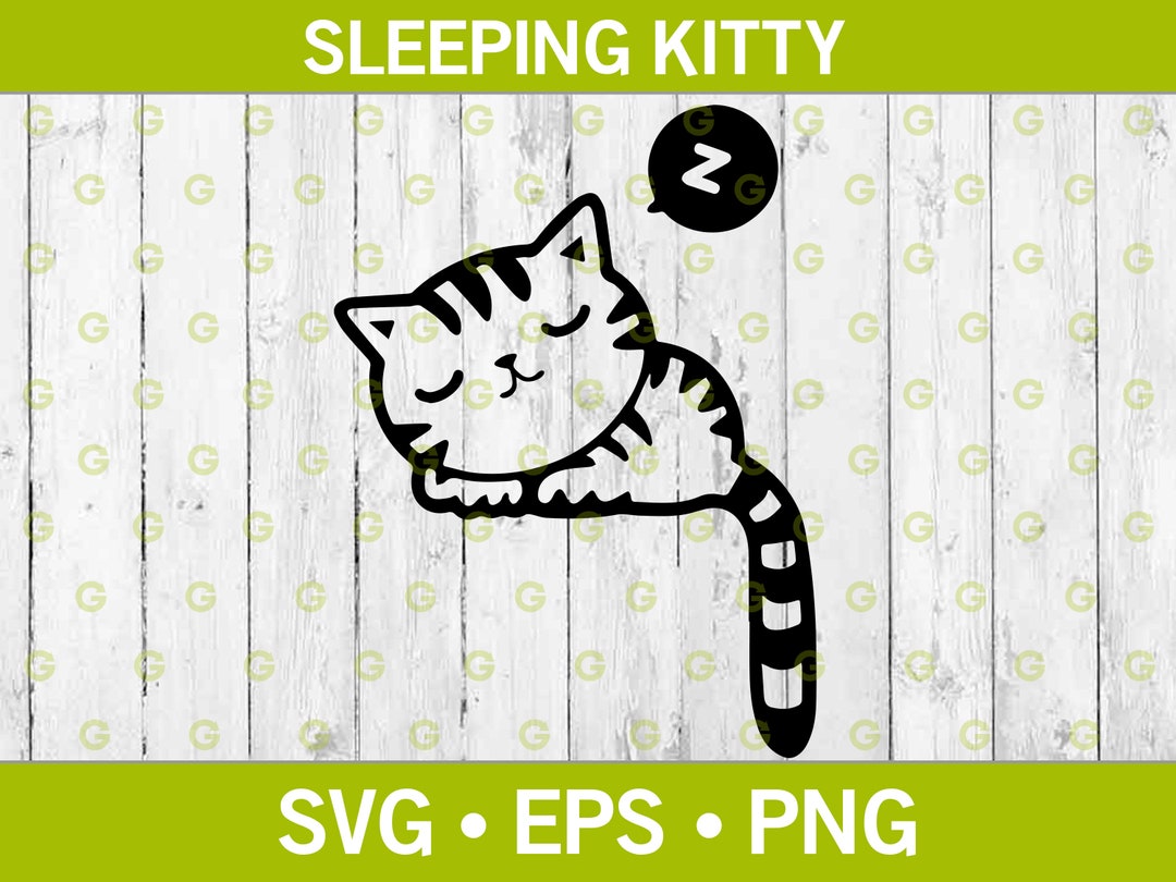 Sleeping Cute Cat SVG, Sleeping Kitten SVG, Sleeping Kitty SVG ...