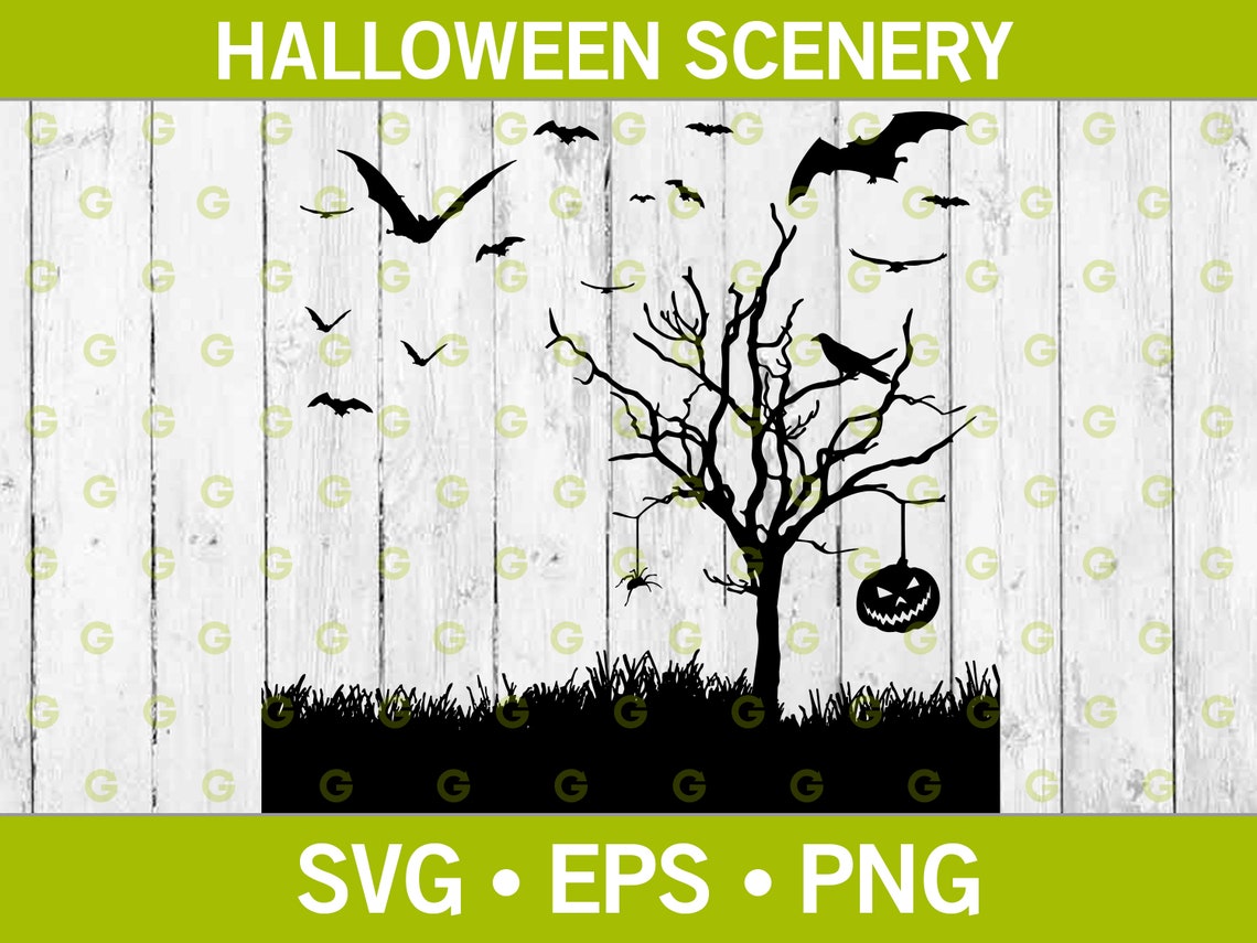 Halloween SVG Bats SVG Flying SVG Tree Svg Spooky Svg - Etsy