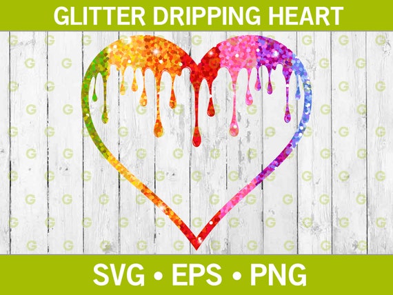 Rainbow Glitter Dripping Heart SVG Drip Heart Svg Love Heart | Etsy