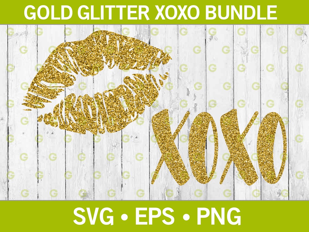Lips SVG Bundle Gold Glitter Kiss and Hug - Print & Cut File for ...