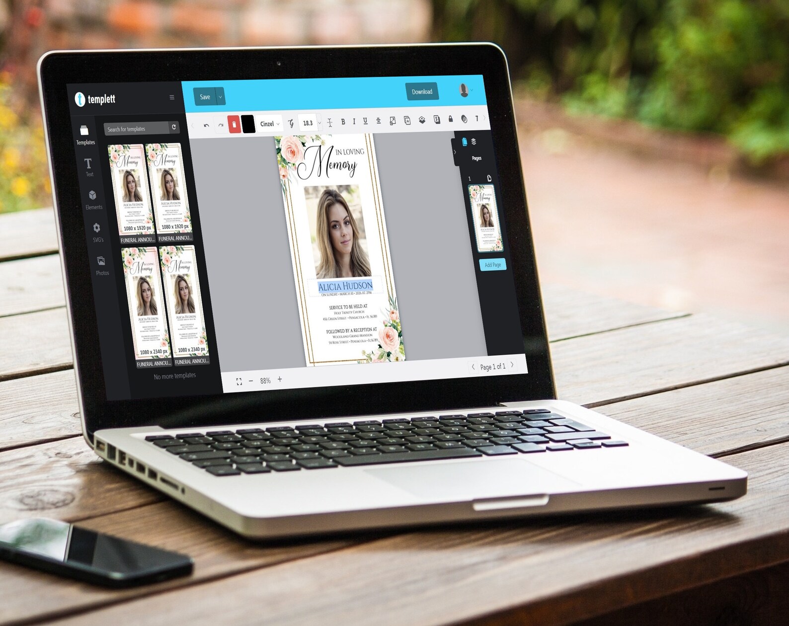 Electronic Funeral Announcement, Funeral Electronic Invitation for ...