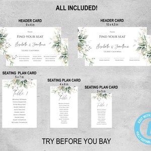 Seating Chart Cards, Seating Chart Wedding, Sizes 5x7" and 4x6",seating ...