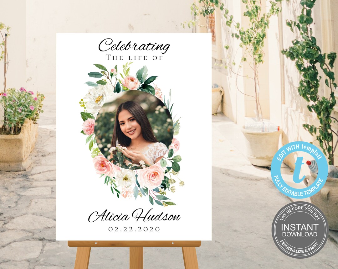 Editable Funeral Welcome Sign Template, Memorial Sign, Funeral Decor ...
