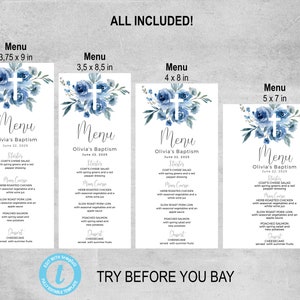 Baptism Menu Cards Template Boho Christening Menu Template - Etsy