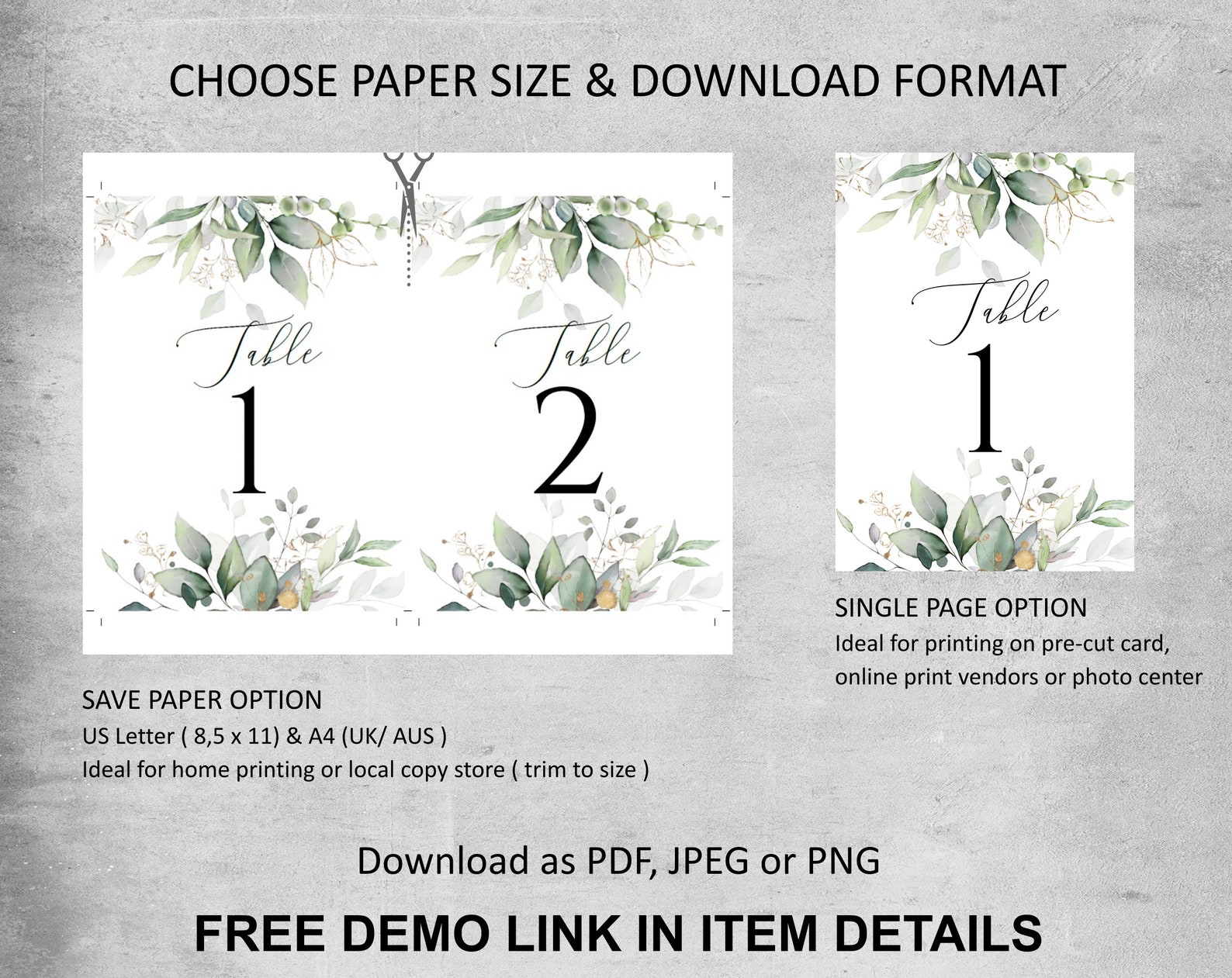 Watercolor Wedding Table Numbers Table Number Template 2 - Etsy