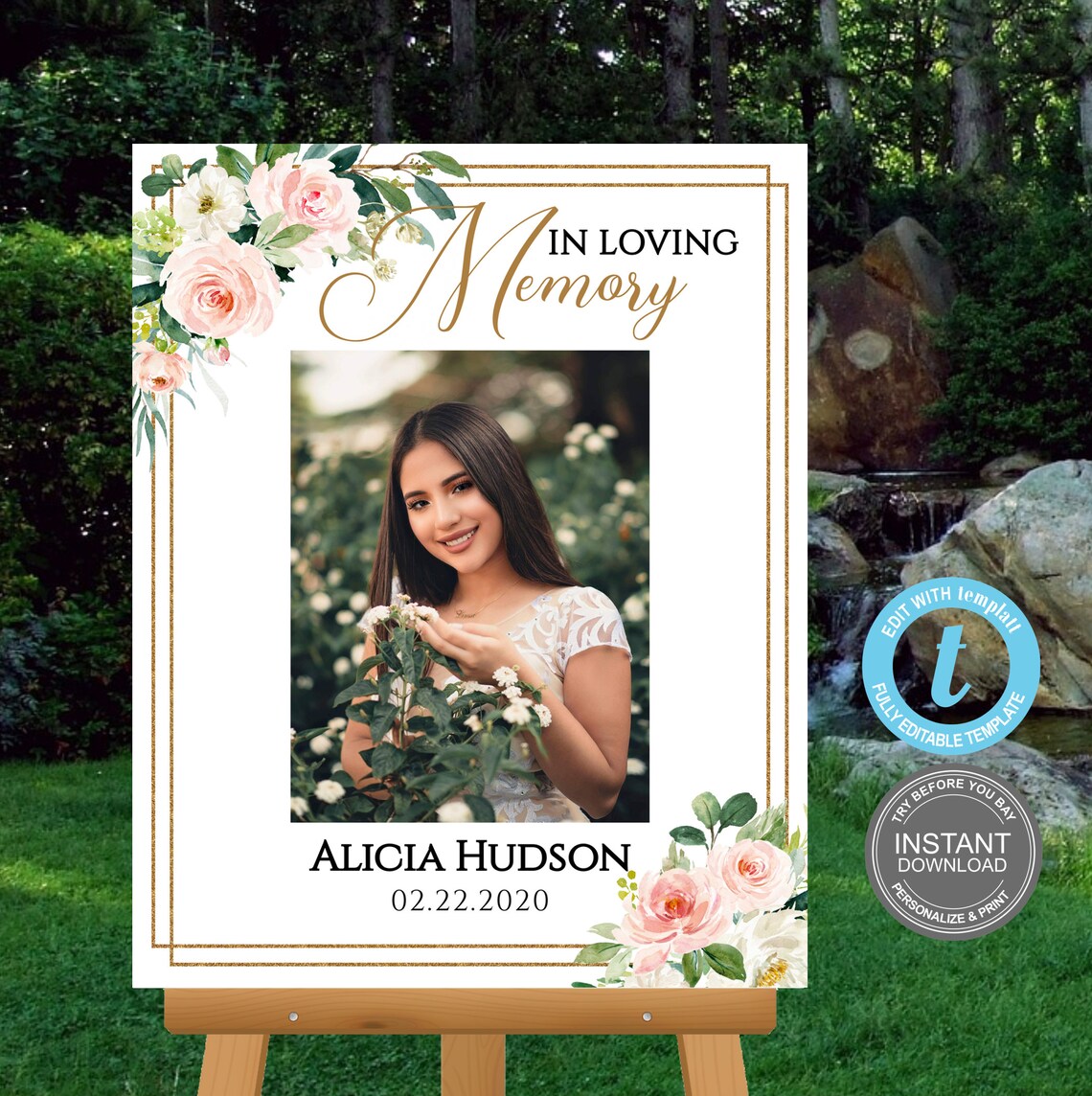 Memorial Sign Editable Funeral Welcome Sign Template Funeral | Etsy