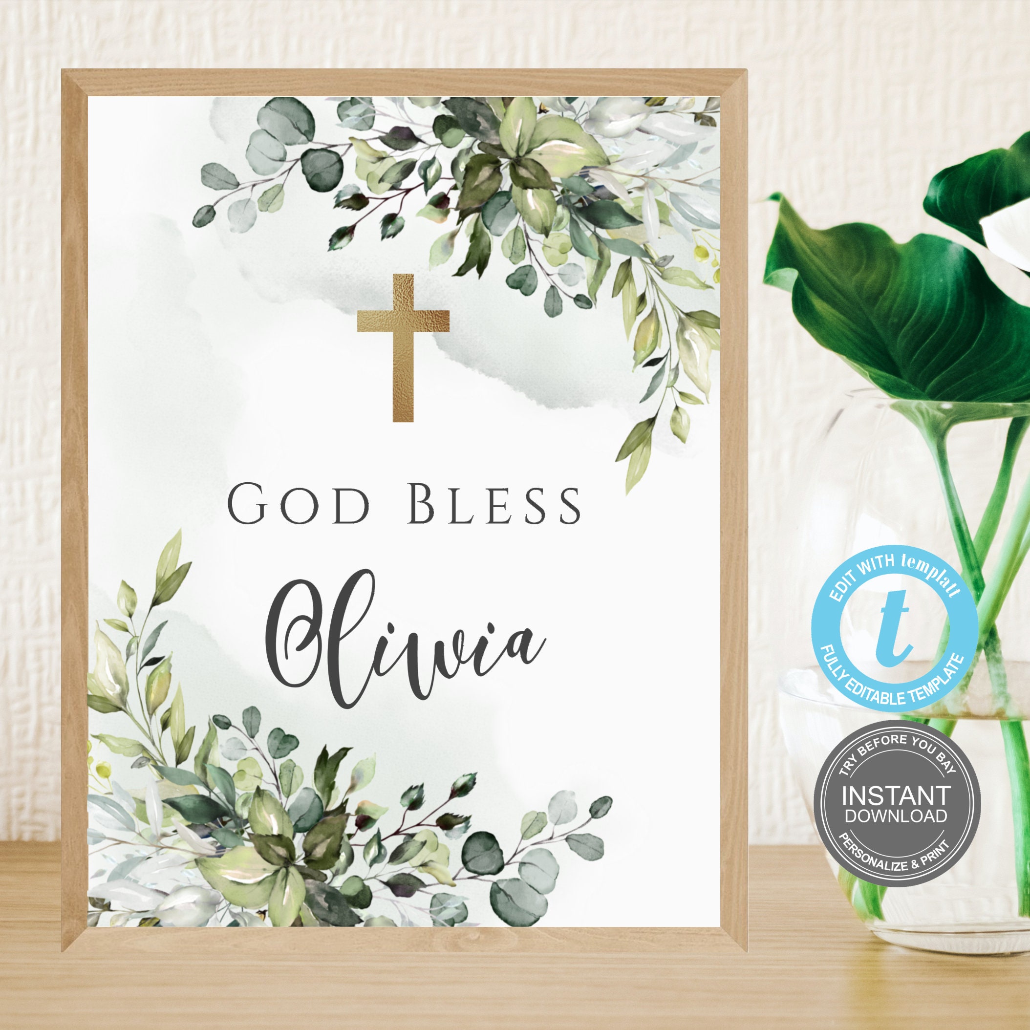 God Bless Sign Template Welcome Sign Boy Baptism Sign First - Etsy