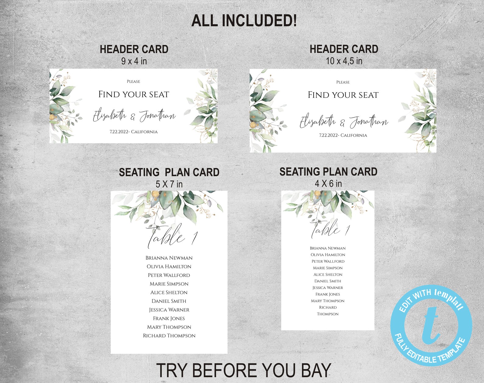 Seating Chart Cards Seating Chart Wedding Sizes 5x7 | Etsy