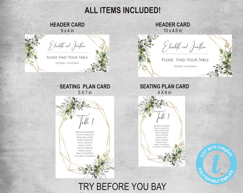 Seating Chart Cards Seating Chart Wedding Sizes 5x7 - Etsy