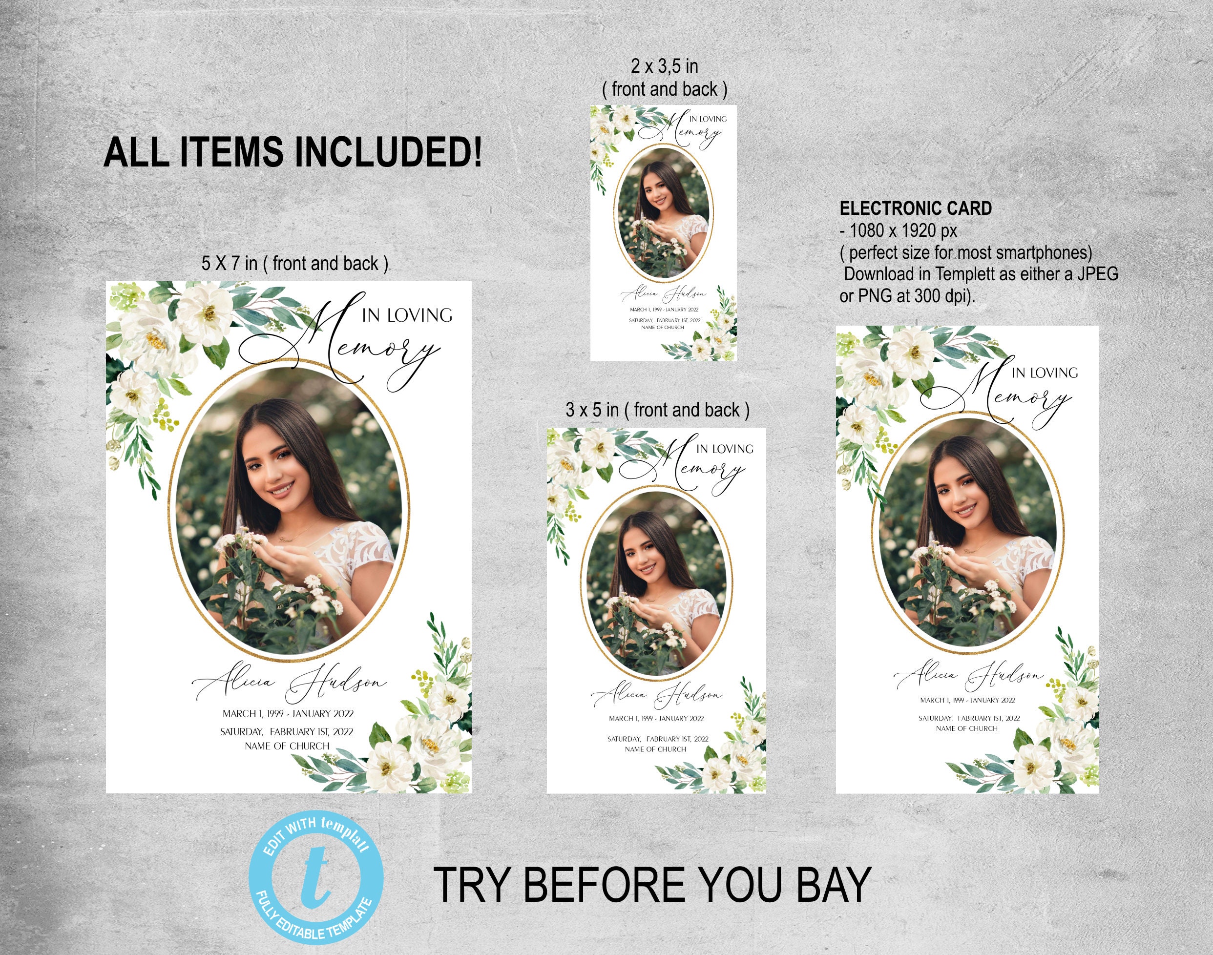 Funeral Prayer Card Printable Memorial Prayer Card Template - Etsy