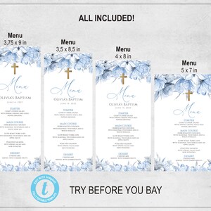 Baptism Menu Cards Template, Boho Christening Menu Template, Editable ...