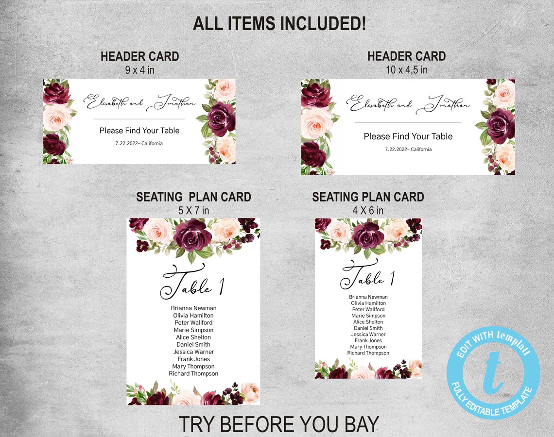 Seating Chart Wedding Seating Chart Cards Sizes 5x7 - Etsy