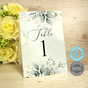 Watercolor Wedding Table Numbers Table Number Template 2 - Etsy