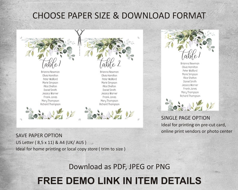 Seating Chart Cards Seating Chart Wedding Sizes 5x7 - Etsy