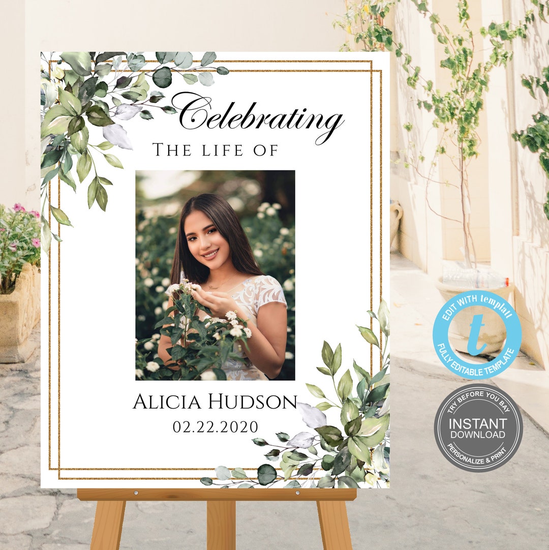 Editable Funeral Welcome Sign Template, Memorial Sign, Funeral Decor ...