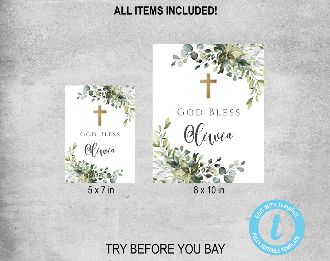 God Bless Sign Template Welcome Sign Boy Baptism Sign First - Etsy