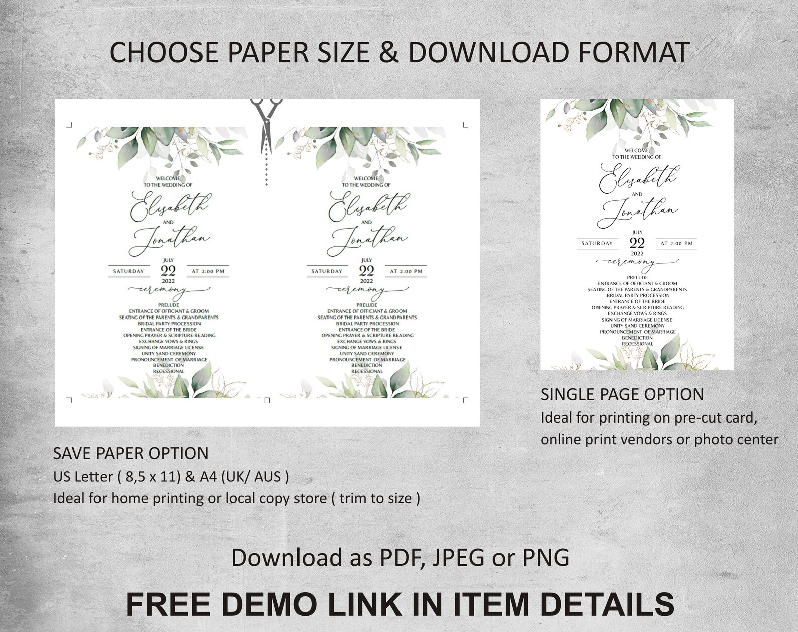 Wedding Programs Template Printable Ceremony Program | Etsy