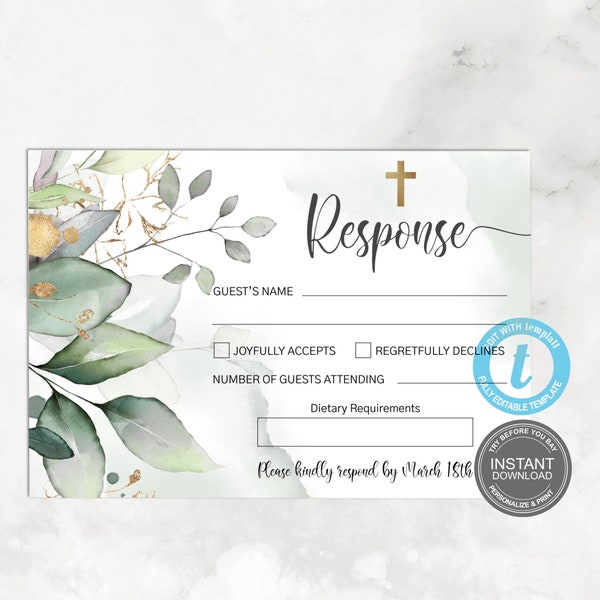 Baptism Rsvp Card Template - Etsy