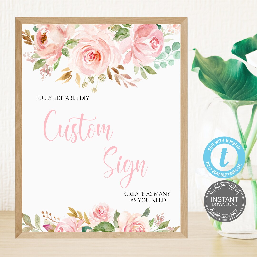 Blush Pink Custom Sign Floral Wedding Decoration Signs - Etsy