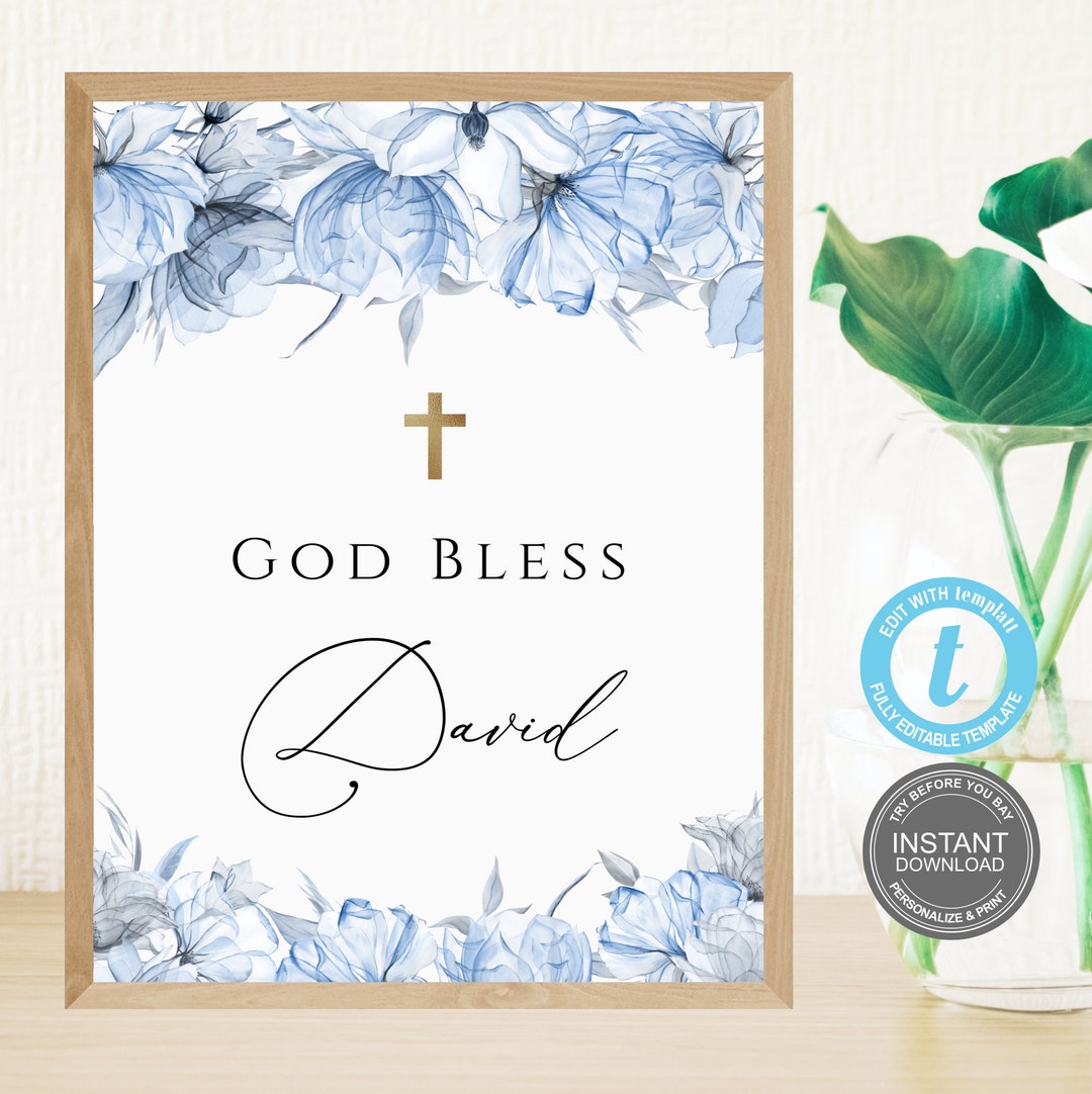 God Bless Signs Template Signs Boy Baptism Signs First - Etsy