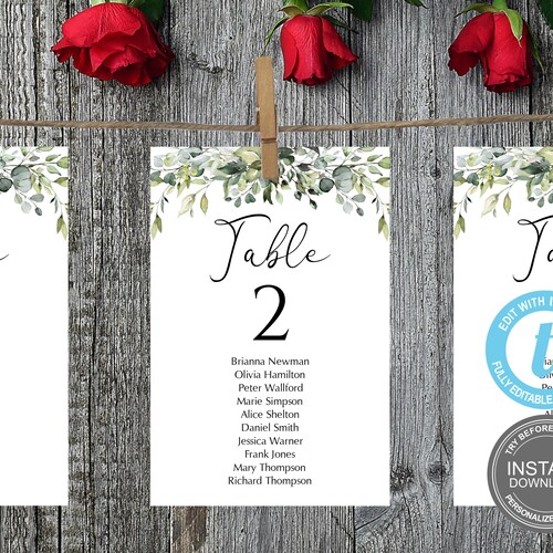Seating Chart Cards Seating Chart Wedding Sizes 5x7 - Etsy