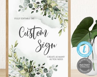 Wedding Custom Sign, Floral Wedding Decoration, Signs Template ...