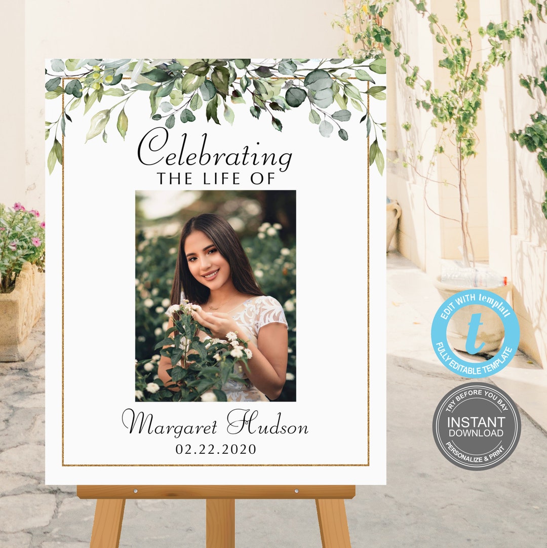 Editable Funeral Welcome Sign Template, Memorial Sign, Funeral Decor ...