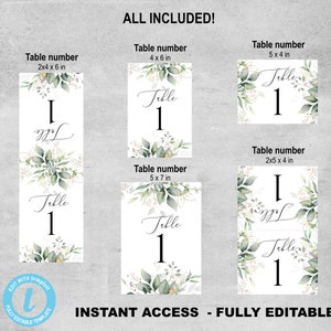 Watercolor Wedding Table Numbers Table Number Template 2 - Etsy