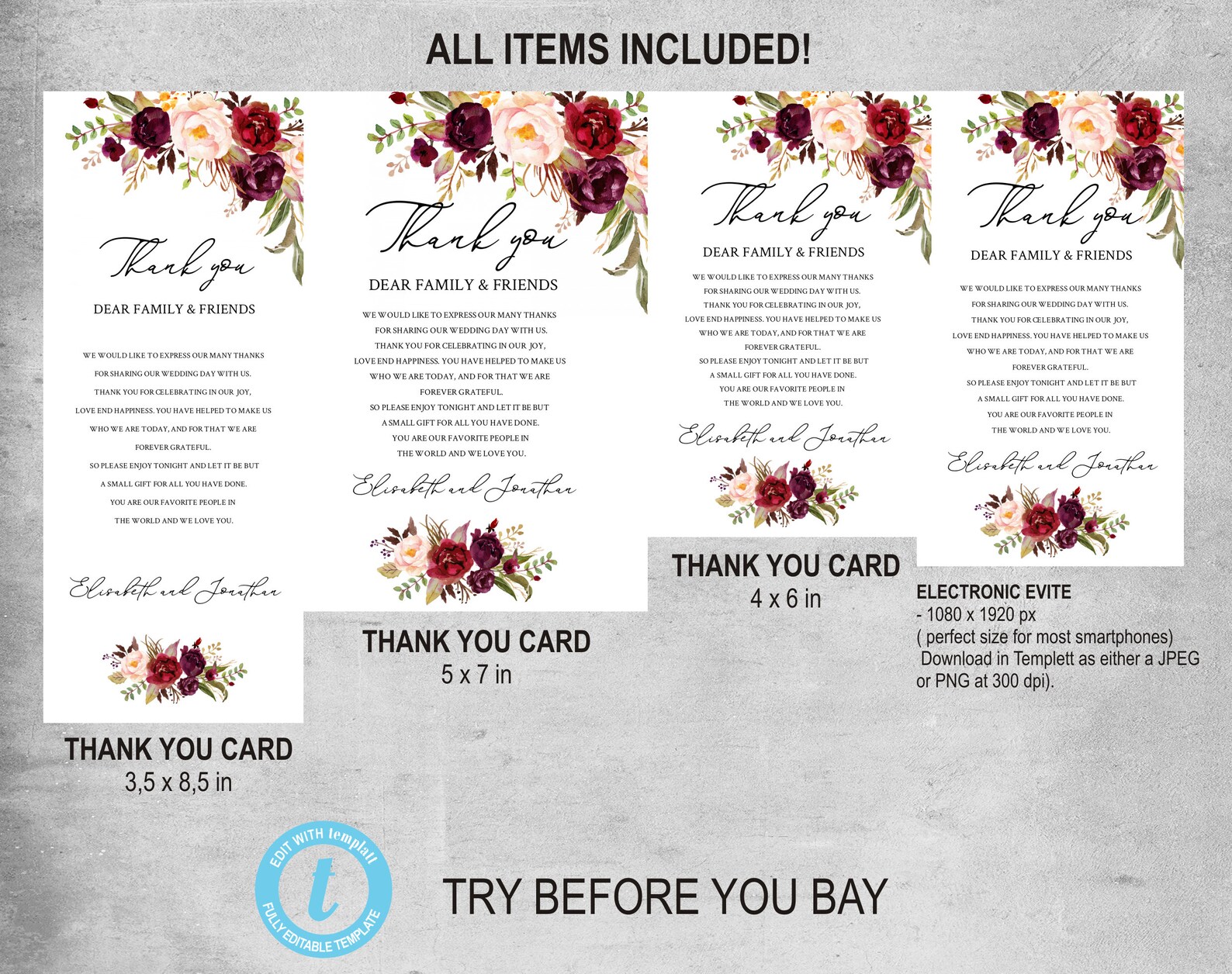 Thank You Cards Template Fully Editable Thank You Printable - Etsy