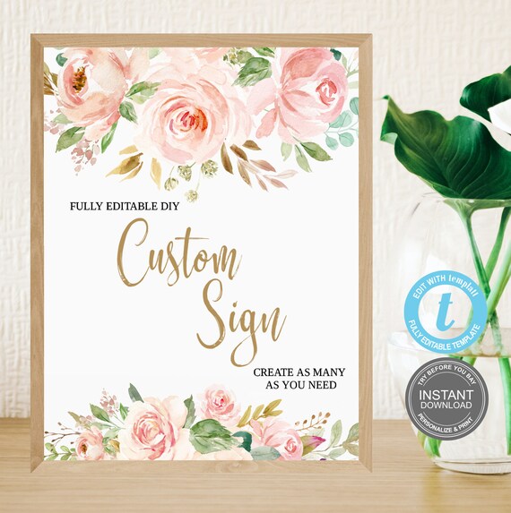 Blush Pink Custom Sign Floral Wedding Decoration Signs - Etsy