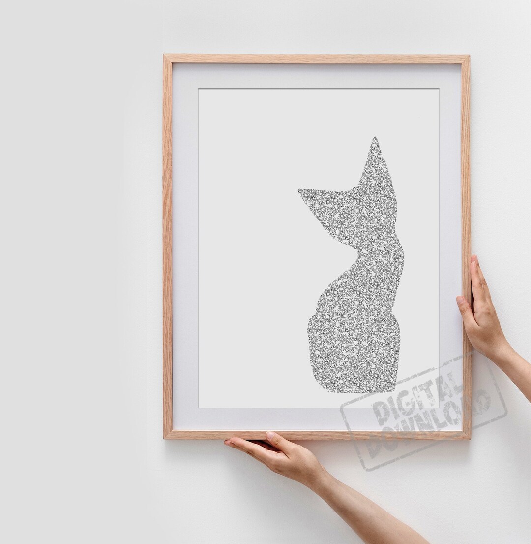 Grey Cat Art Print Apartment Wall-decor Cat Lover Gift - Etsy