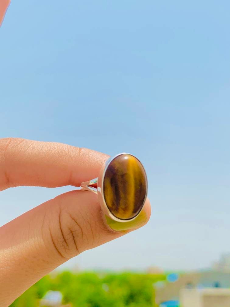 Natural Tiger Eye Ring In 925 Silver Ring Womens Jewelry | Etsy
