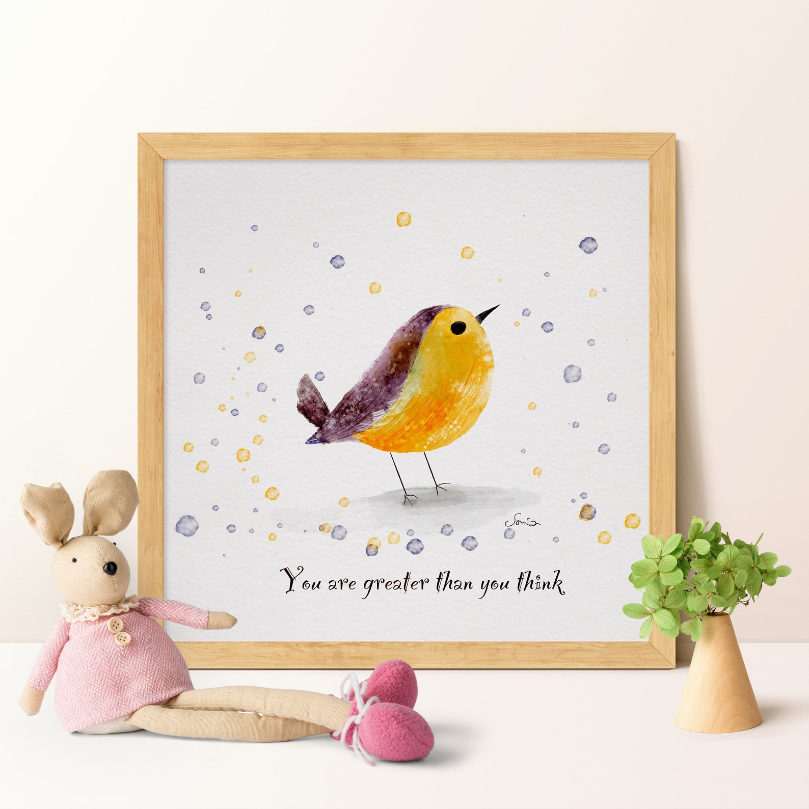 Little Bird Art Set of 4 Print With Quotes | Nursery Wall Art ...