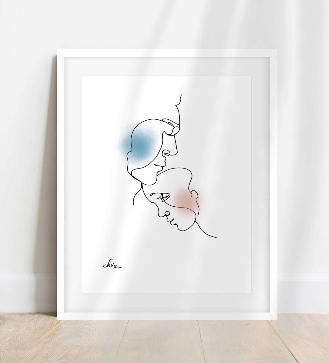Abstract Couple Line Art Romantic Gift, Digital Romantic Poster, Couple ...