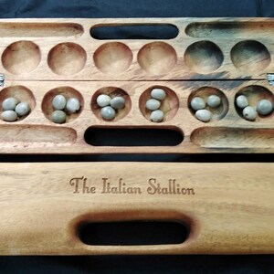 Laser Engraved Mancala Board Game-personalized.inscribed Hardwood Bao ...
