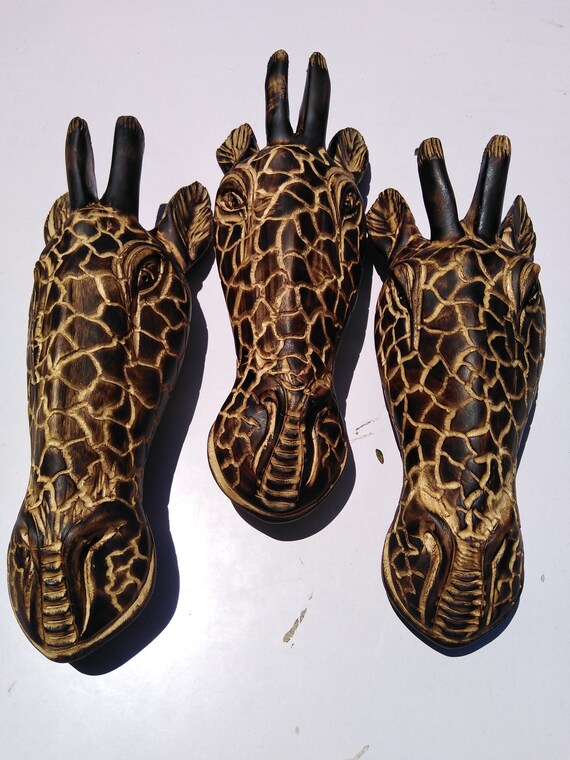 Wildlife Wood Wall Decor. Giraffe Head Hanging Wall Decor. Zoo | Etsy