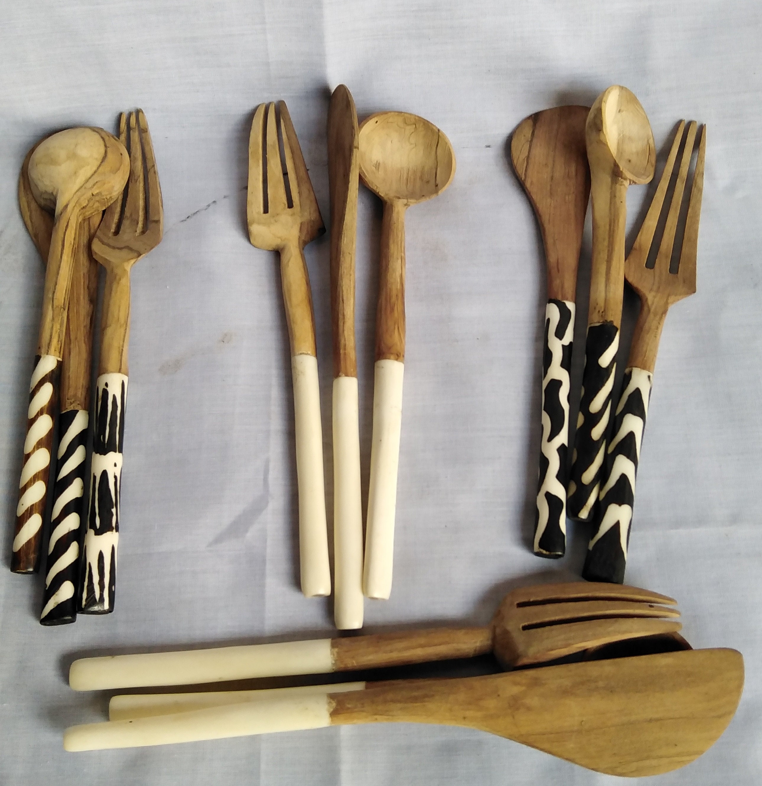 Wholesale Wood and inlaid Bone Cutlery. Cow Bone serving/soup | Etsy