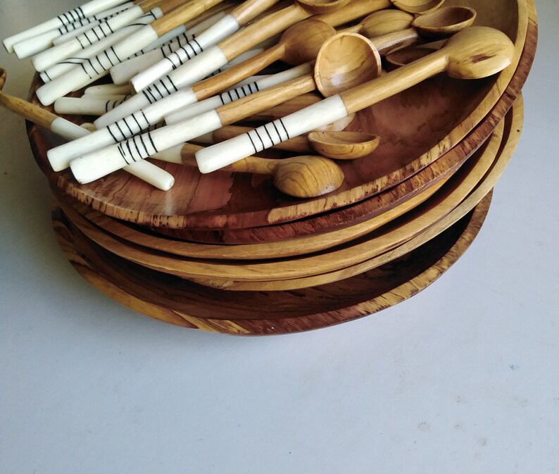 Wholesale Wood and Inlaid Bone Cutlery Set of 4 of 3 Pieces - Etsy