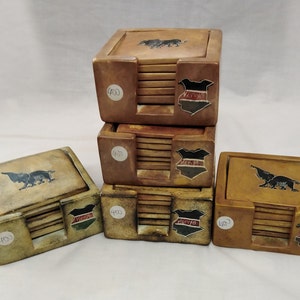 6 Soapstone Square Coaster Set With Holder. Drink Coasters. Engraved ...