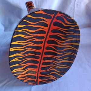 Beautiful Handmade Oval Wood Entiger Print 3 Legged Stool With a Handle ...