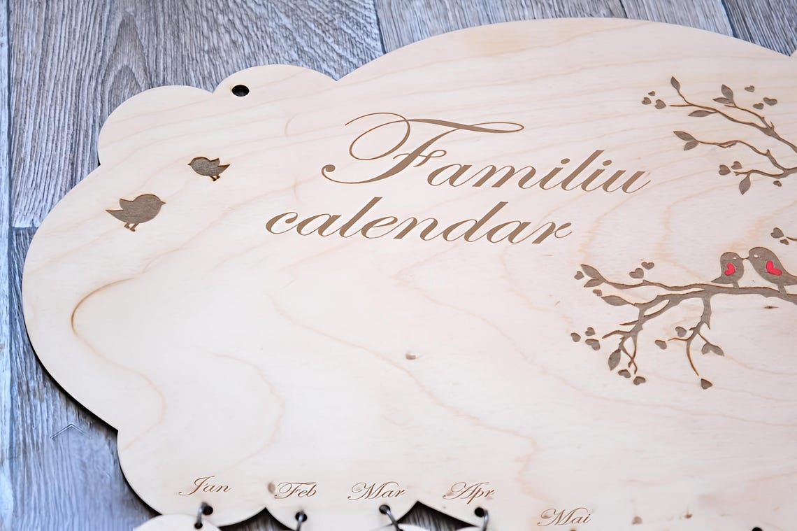 Family Calendar. Vector Laser Cut File CDR, SVG,PDF Cnc Files, Lasercut ...