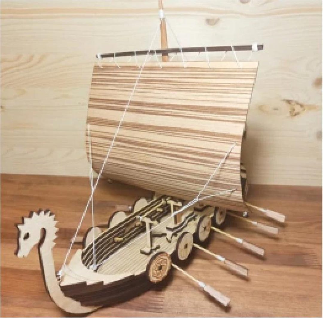Laser Cut Rook Wooden Viking Ship. Vector Laser Cut File CDR, SVG,PDF ...