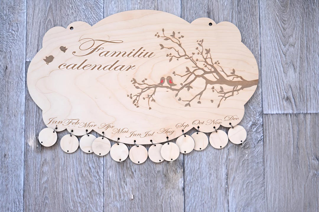 Family Calendar. Vector Laser Cut File CDR, SVG,PDF Cnc Files, Lasercut ...