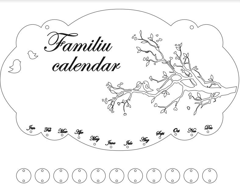 Family Calendar. Vector Laser Cut File CDR SVGPDF Cnc Files - Etsy