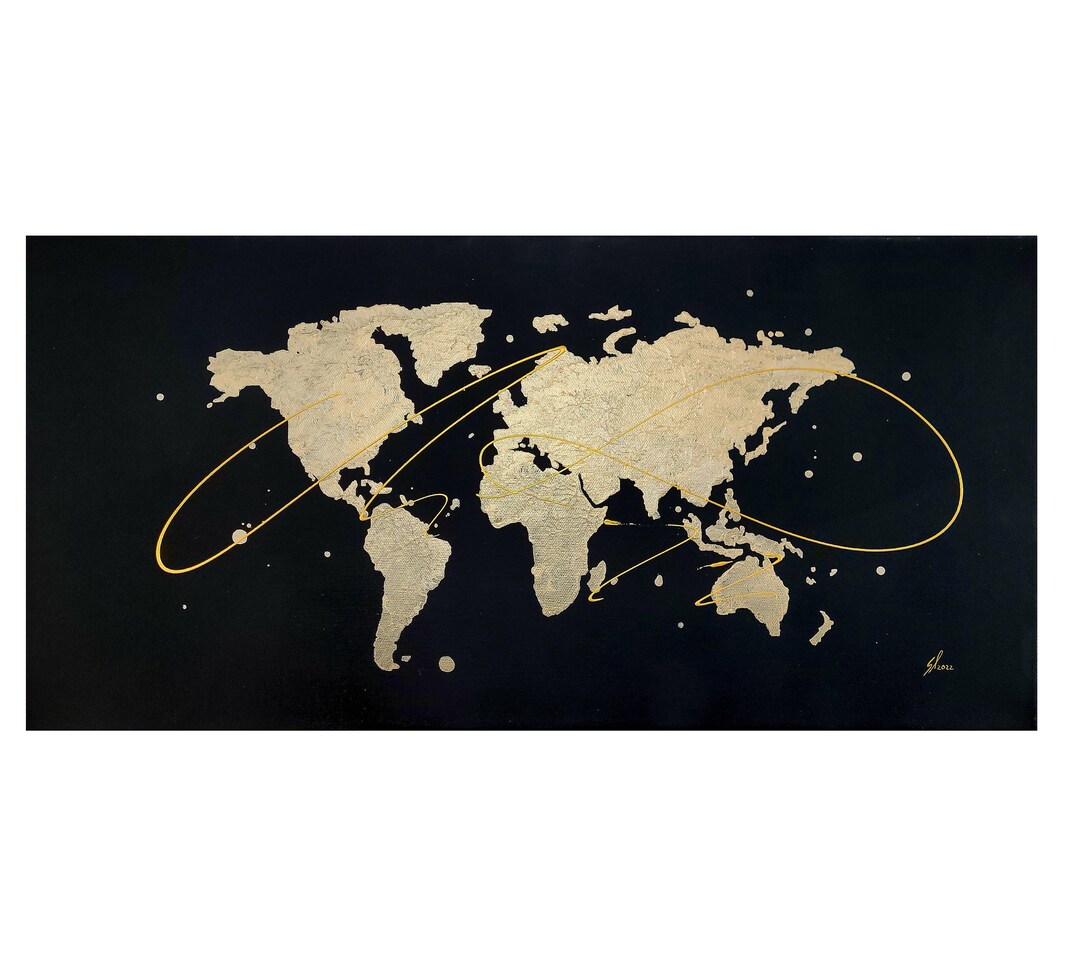 World Map of the World Handmade Original Picture Artwork on - Etsy