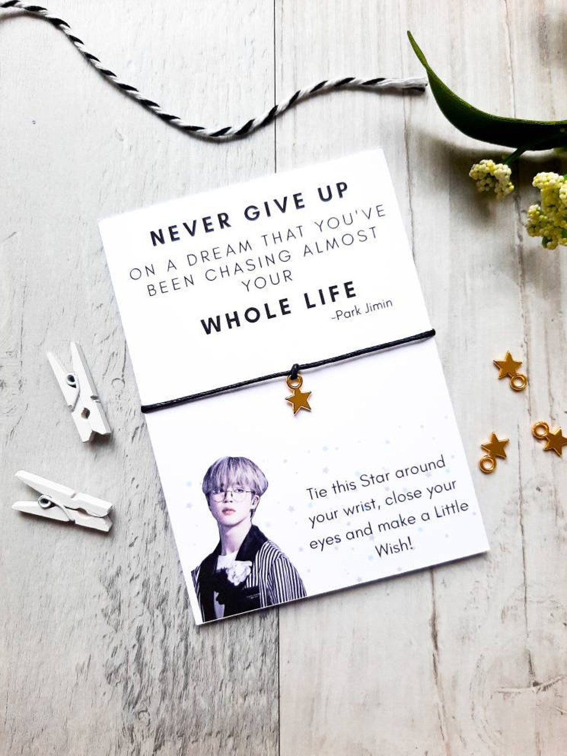 BTS Jimin Quote Wish Bracelet Park Jimin Charm Bracelet BTS - Etsy