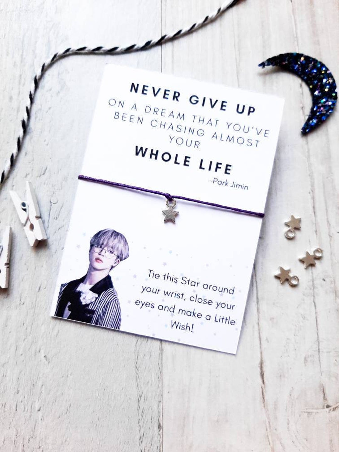 BTS Jimin Quote Wish Bracelet Park Jimin Charm Bracelet BTS - Etsy